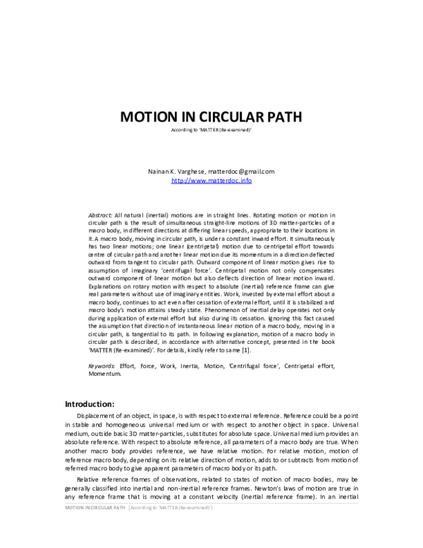 (PDF) Motion in Circular Path