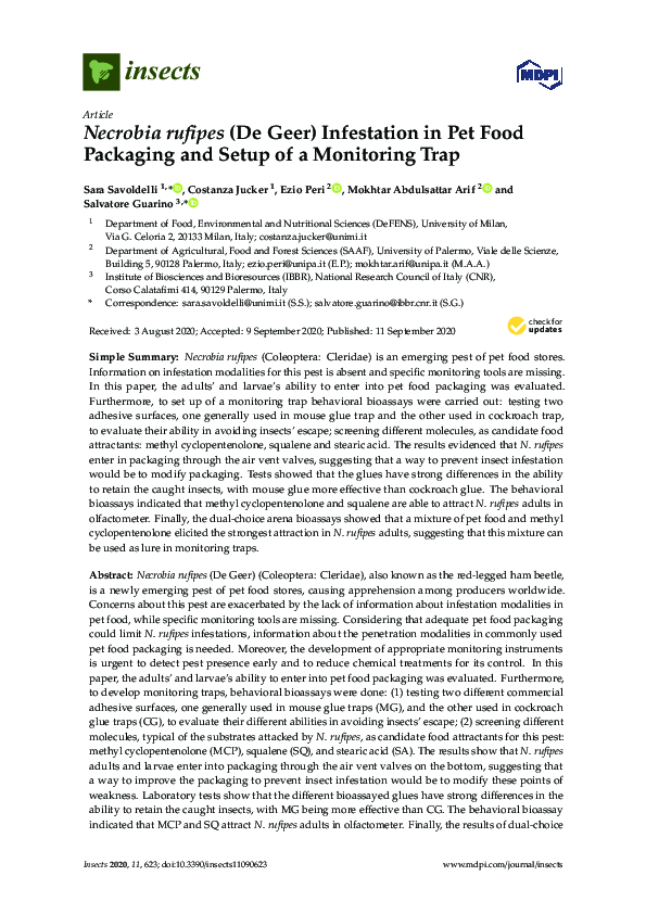 (PDF) Necrobia rufipes (De Geer) Infestation in Pet Food Packaging and ...