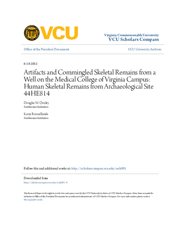 (PDF) Artifacts and Commingled Skeletal Remains from a Well on the ...