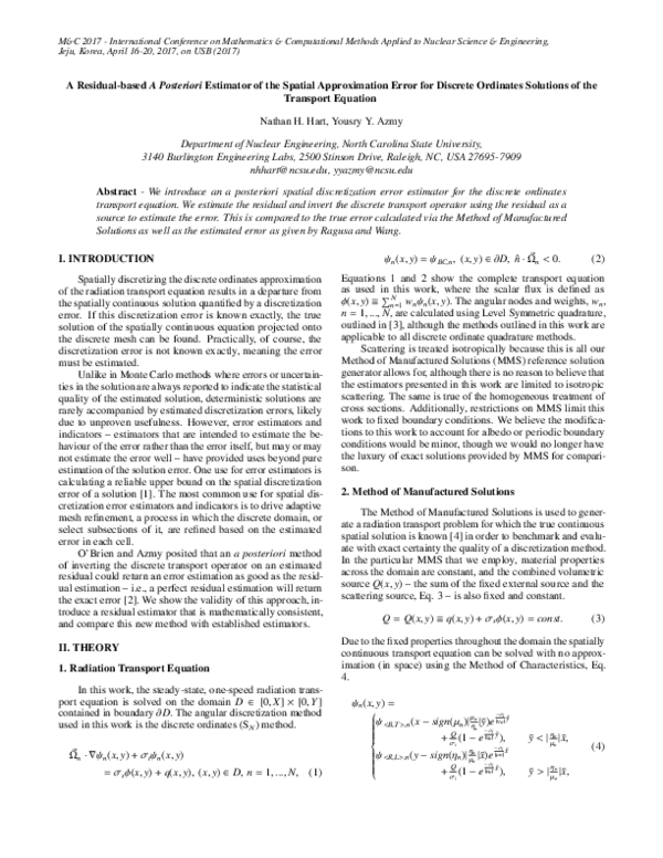 Pdf A Residual Based A Posteriori Estimator Of The Spatial