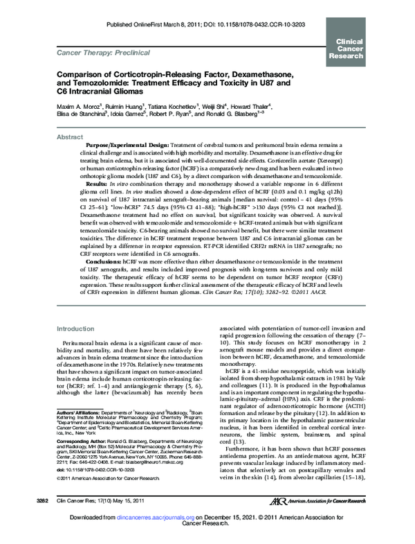 (PDF) Comparison of Corticotropin-Releasing Factor, Dexamethasone, and ...