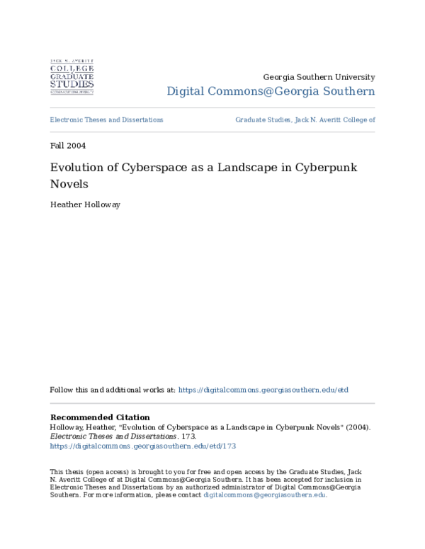 (PDF) Evolution of Cyberspace as a Landscape in Cyberpunk Novels
