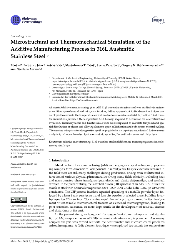 (PDF) Microstructural and Thermomechanical Simulation of the Additive Manufacturing Process in ...
