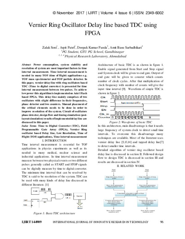 (PDF) Vernier Ring Oscillator Delay line based TDC using FPGA