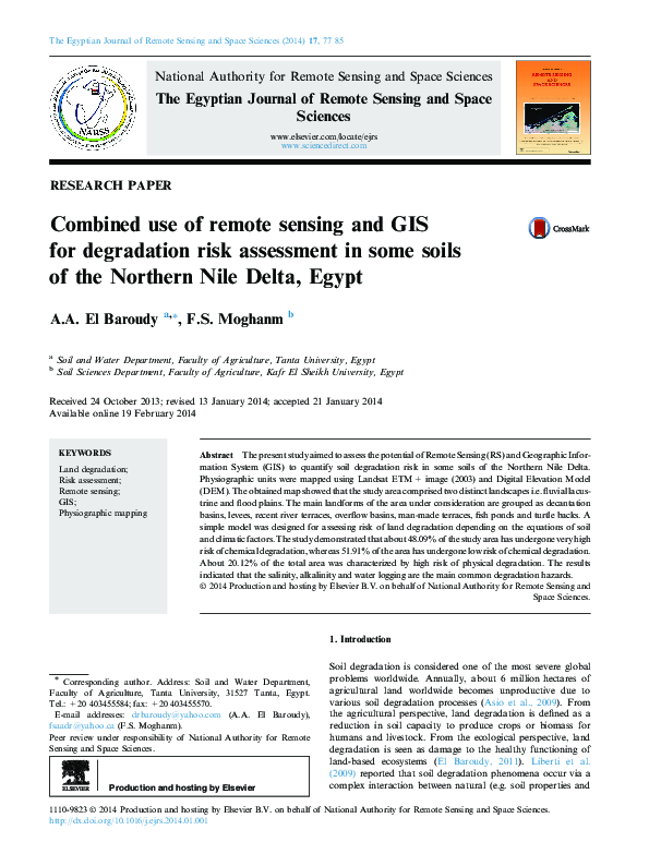 (PDF) Combined use of remote sensing and GIS for degradation risk ...