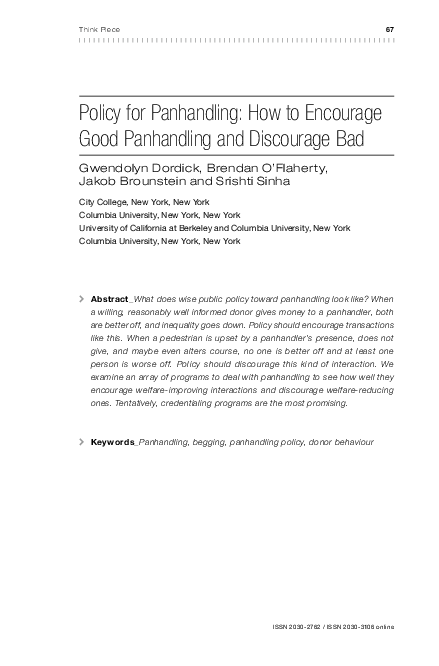 (PDF) Policy for Panhandling: How to Encourage Good Panhandling and ...