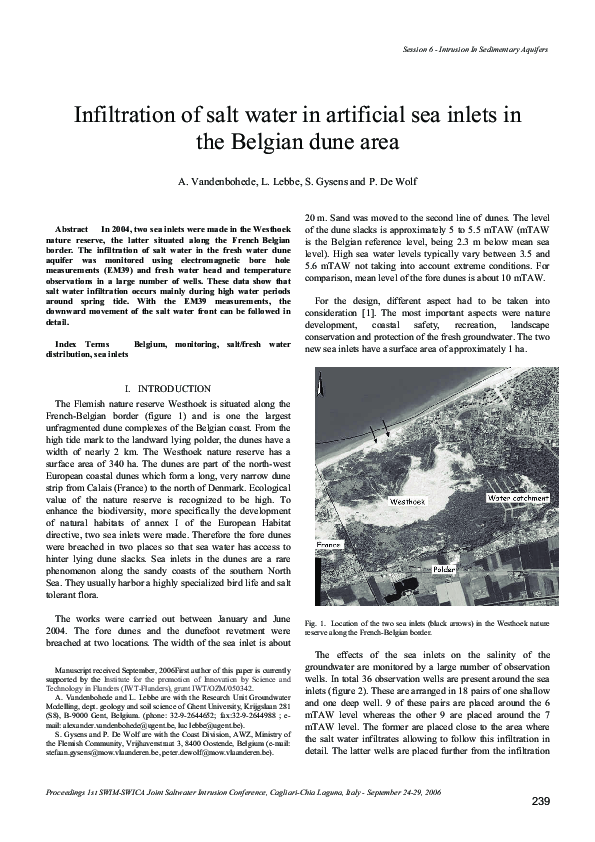 (PDF) Infiltration of salt water in artificial sea inlets in the ...