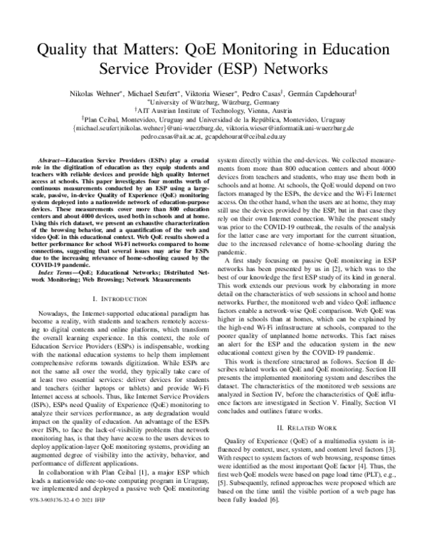 (PDF) Quality that Matters: QoE Monitoring in Education Service ...