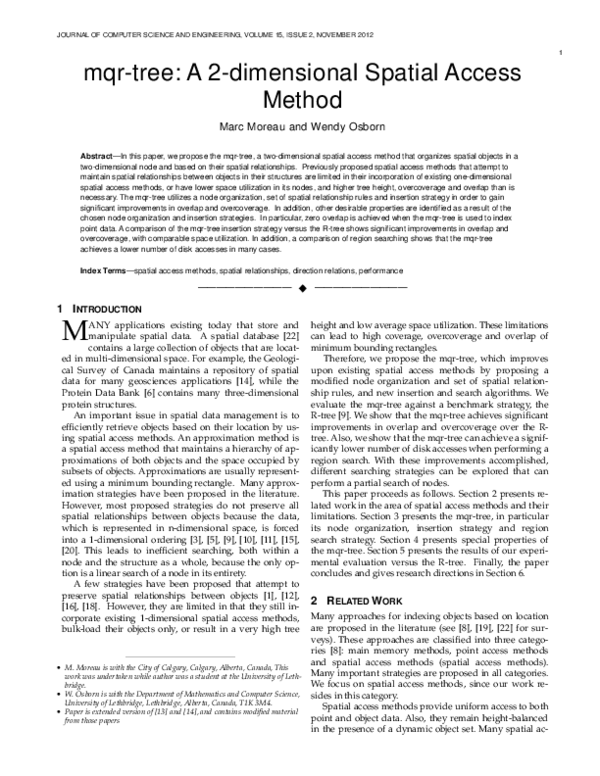 (PDF) mqr-tree: A 2-dimensional Spatial Access Method
