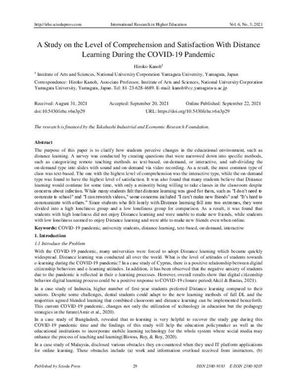 (PDF) A Study on the Level of Comprehension and Satisfaction With ...