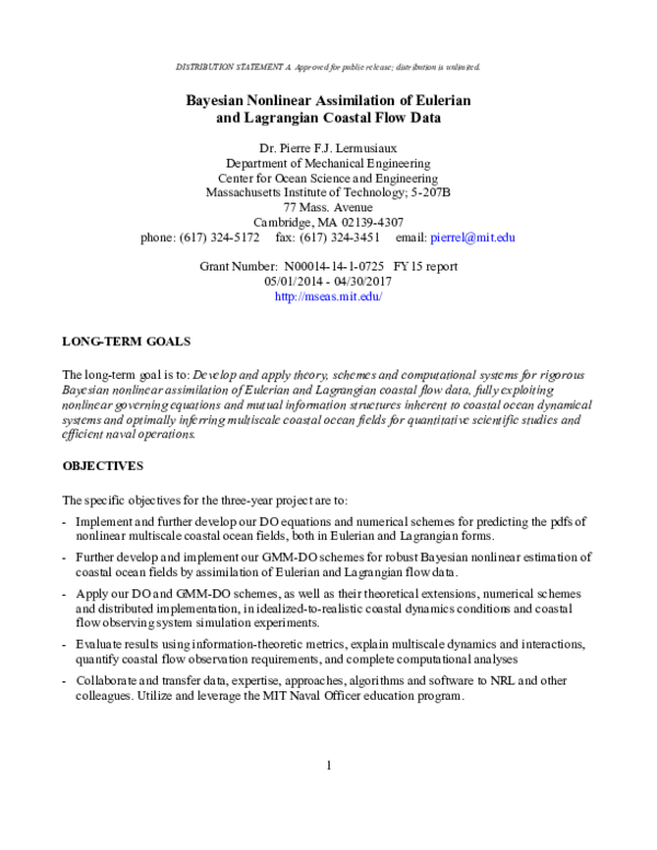 (PDF) Bayesian Nonlinear Assimilation of Eulerian and Lagrangian ...