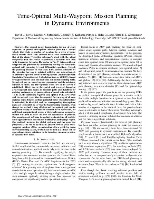 (PDF) Time-Optimal Multi-Waypoint Mission Planning in Dynamic Environments