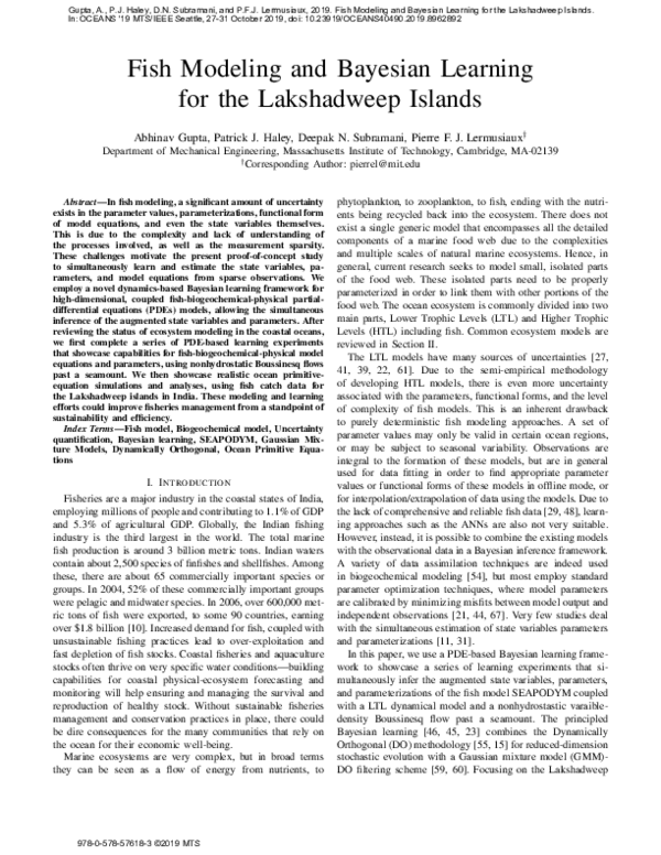 (PDF) Fish Modeling and Bayesian Learning for the Lakshadweep Islands