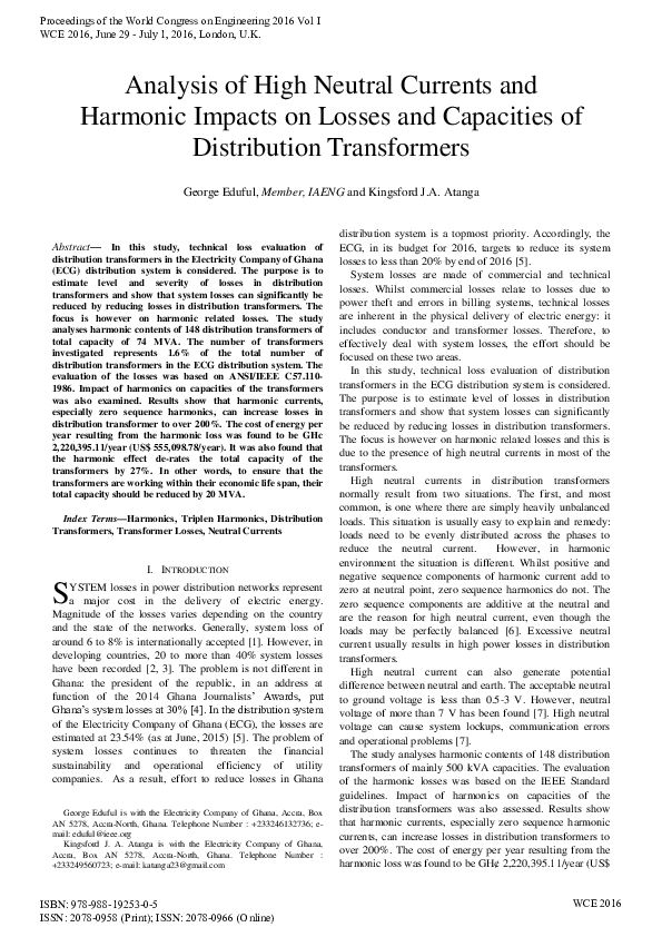 (PDF) Analysis of High Neutral Currents and Harmonic Impacts on Losses ...