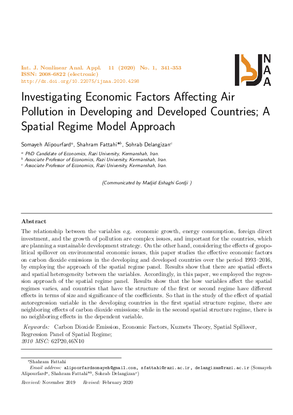 (PDF) Investigating Economic Factors Affecting Air Pollution in ...