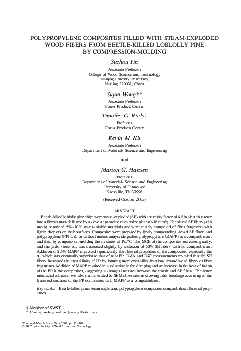 (PDF) Polypropylene Composites Filled with Steam-Exploded Wood Fibers ...
