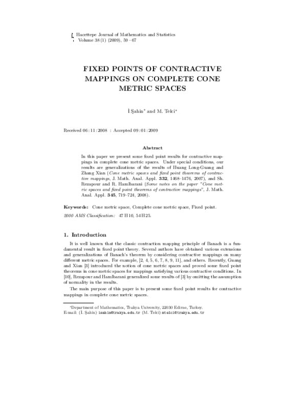 Pdf Fixed Points Of Contractive Mappings On Complete Cone Metric Spaces