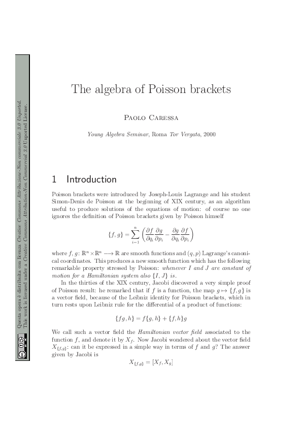 (PDF) The algebra of Poisson brackets