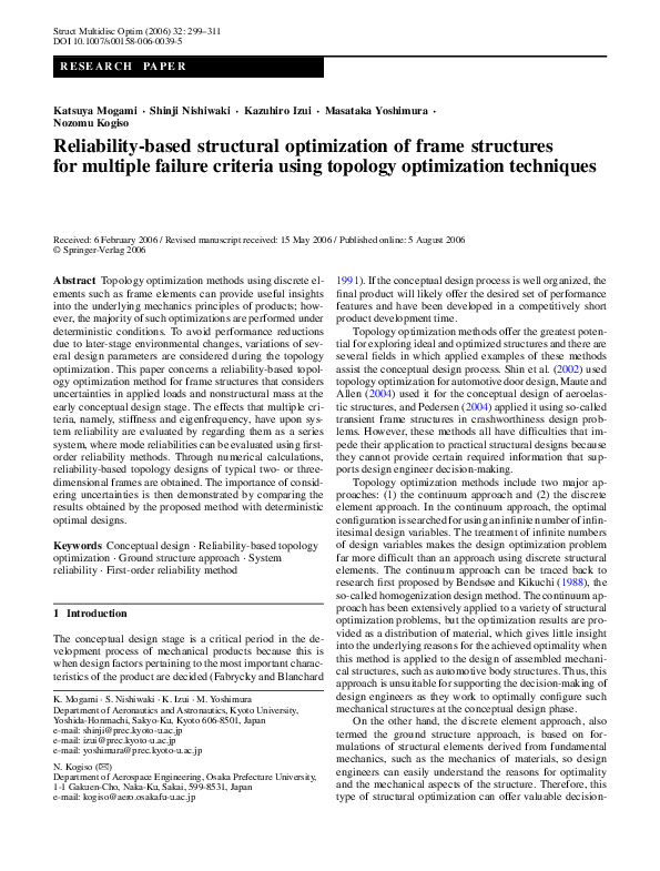 (PDF) Reliability-based structural optimization of frame structures for multiple failure ...