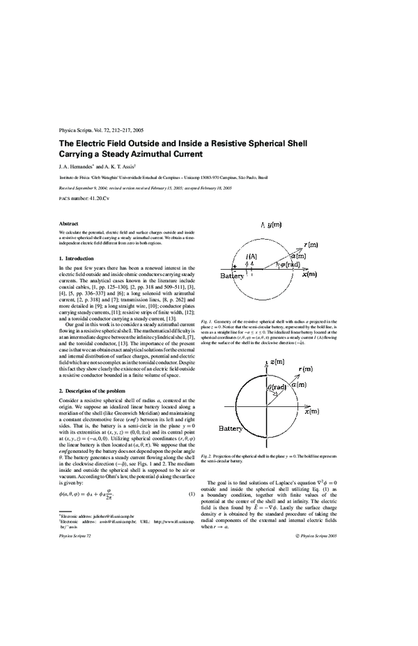 (PDF) The Electric Field Outside and Inside a Resistive Spherical Shell ...