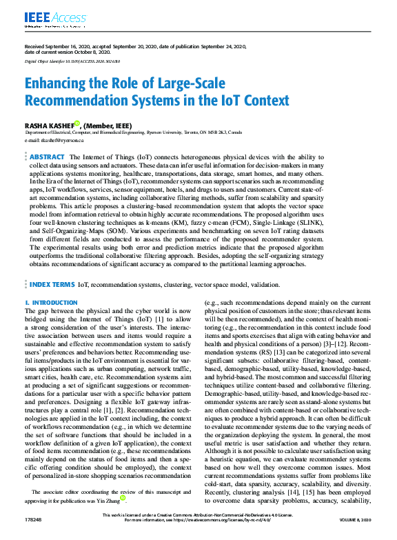 Pdf Enhancing The Role Of Large Scale Recommendation Systems In The Iot Context