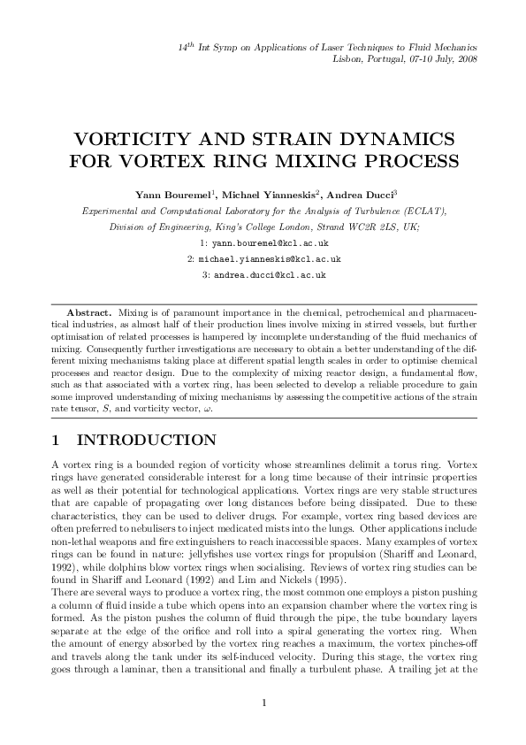 (PDF) Vorticity and strain dynamics for vortex ring mixing process