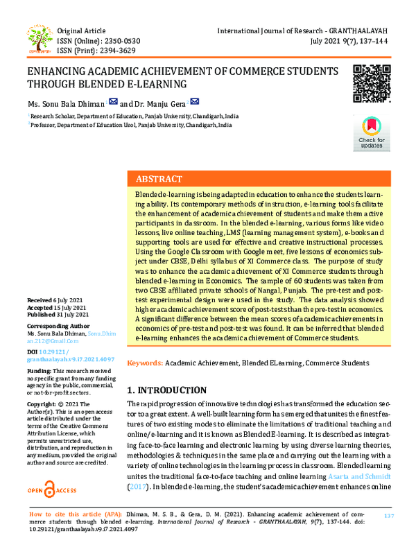 (PDF) Enhancing Academic Achievement of Commerce Students Through ...