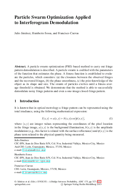 (PDF) Particle Swarm Optimization Applied to Interferogram Demodulation