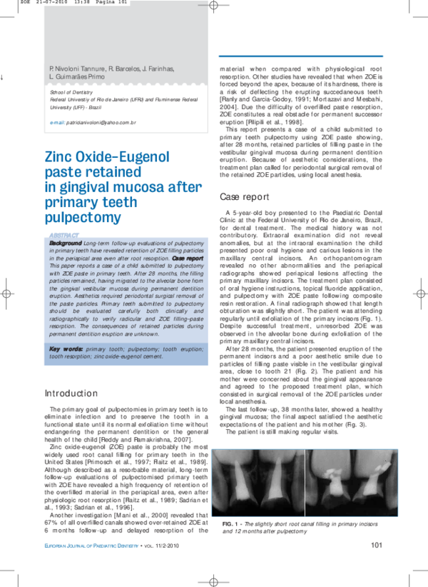 (PDF) Zinc Oxide-Eugenol paste retained in gingival mucosa after ...