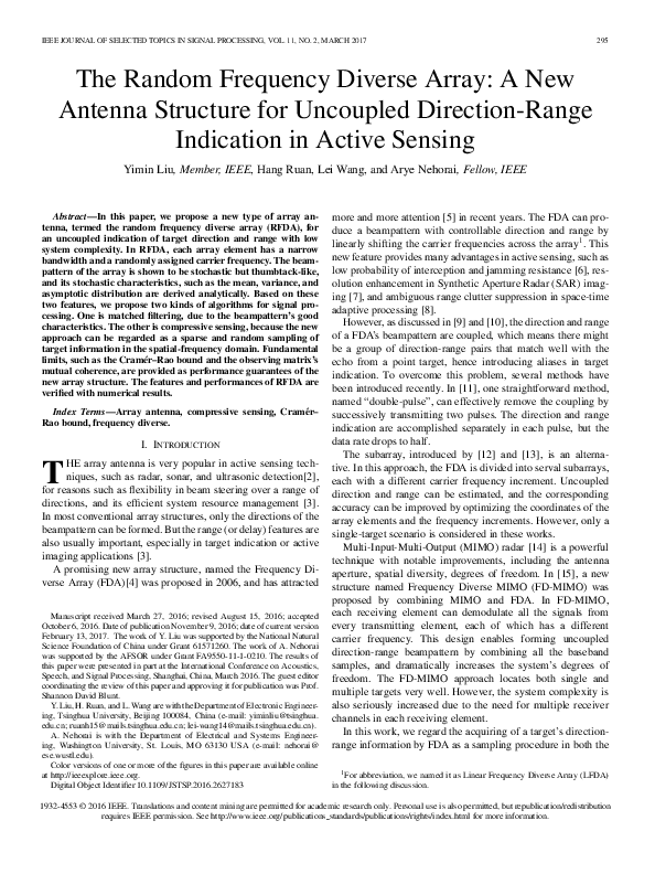 (PDF) The Random Frequency Diverse Array: A New Antenna Structure for ...
