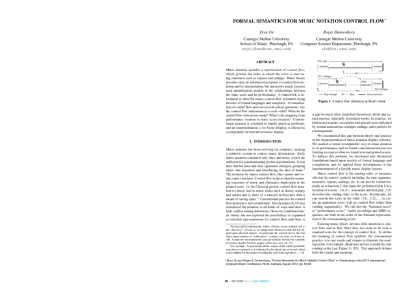 (PDF) Formal Semantics for Music Notation control Flow