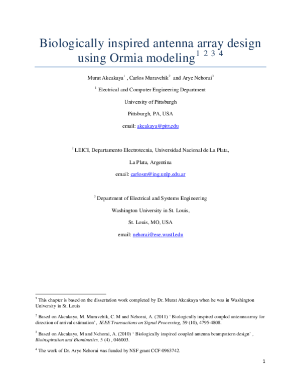 Pdf Biologically Inspired Antenna Array Design Using Ormia Modeling†‡