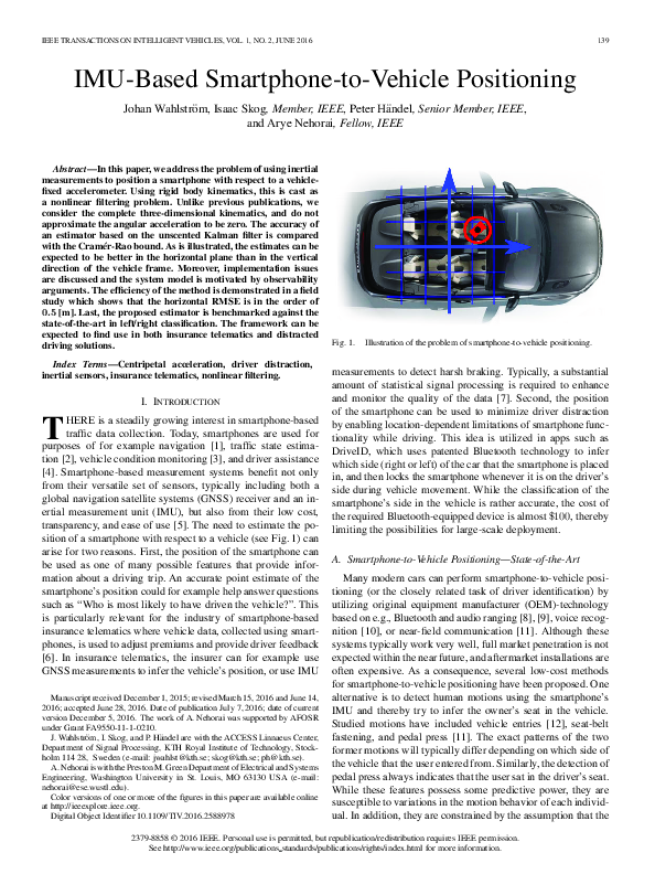 (PDF) Smartphone Vehicle Positioning via IMU Analysis