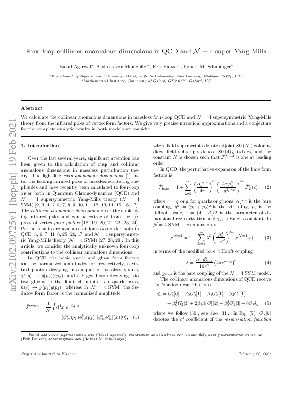 (PDF) Four-loop collinear anomalous dimensions in QCD and N=4 super Yang-Mills