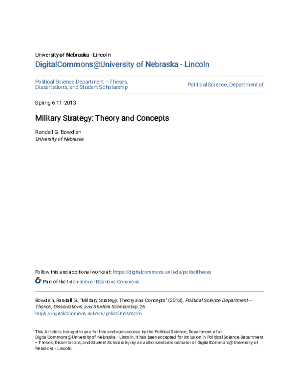 (PDF) Military Strategy: Theory and Concepts