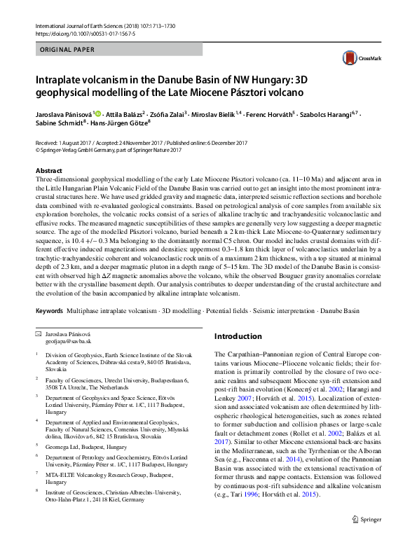 (PDF) Intraplate volcanism in the Danube Basin of NW Hungary: 3D ...