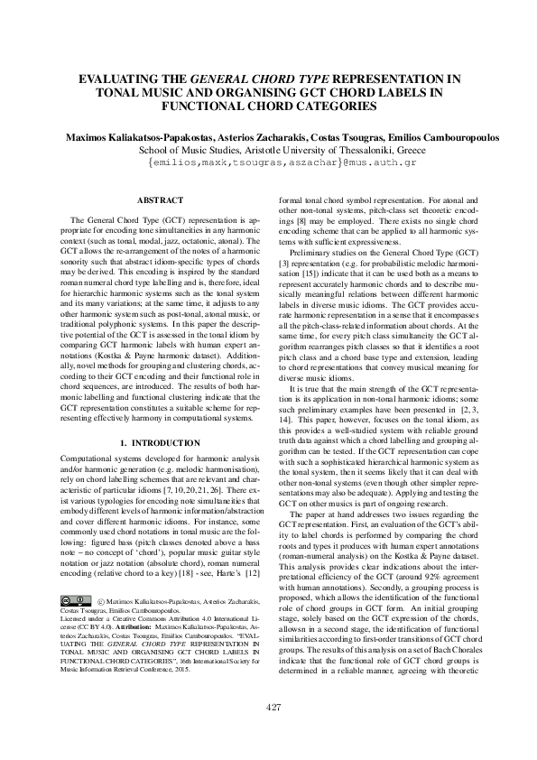 (PDF) Evaluating the General Chord Type Representation in Tonal Music and Organising GCT Chord ...
