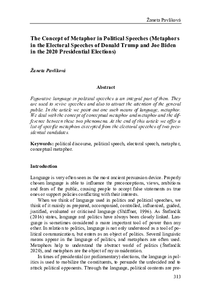 (PDF) The Concept of Metaphor in Political Speeches (Metaphors in the ...