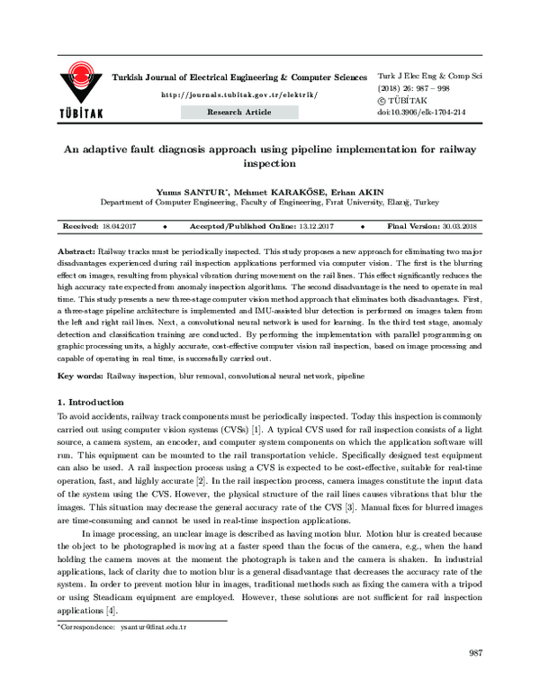 Pdf An Adaptive Fault Diagnosis Approach Using Pipeline Implementation For Railway Inspection