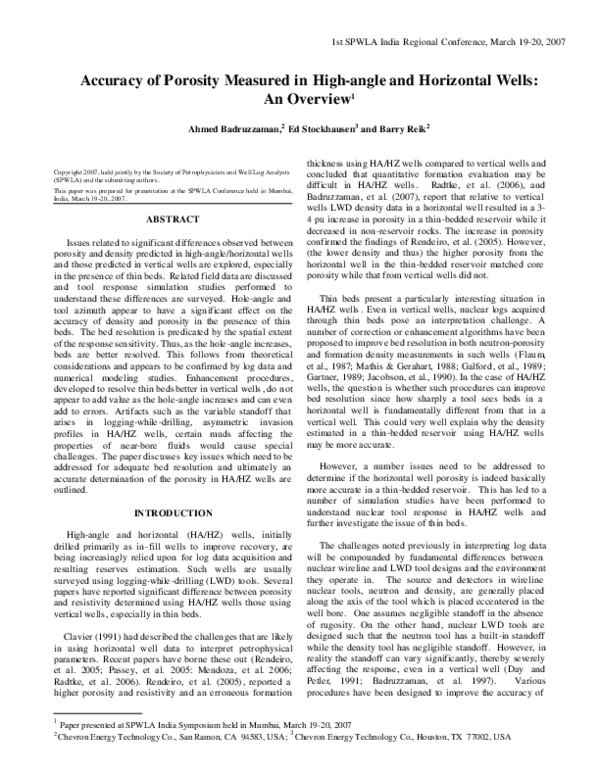 (PDF) Accuracy of Porosity Measured in High-angle and Horizontal Wells ...
