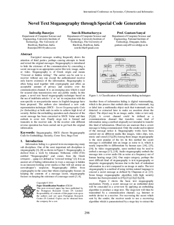 (PDF) Novel Text Steganography through Special Code Generation