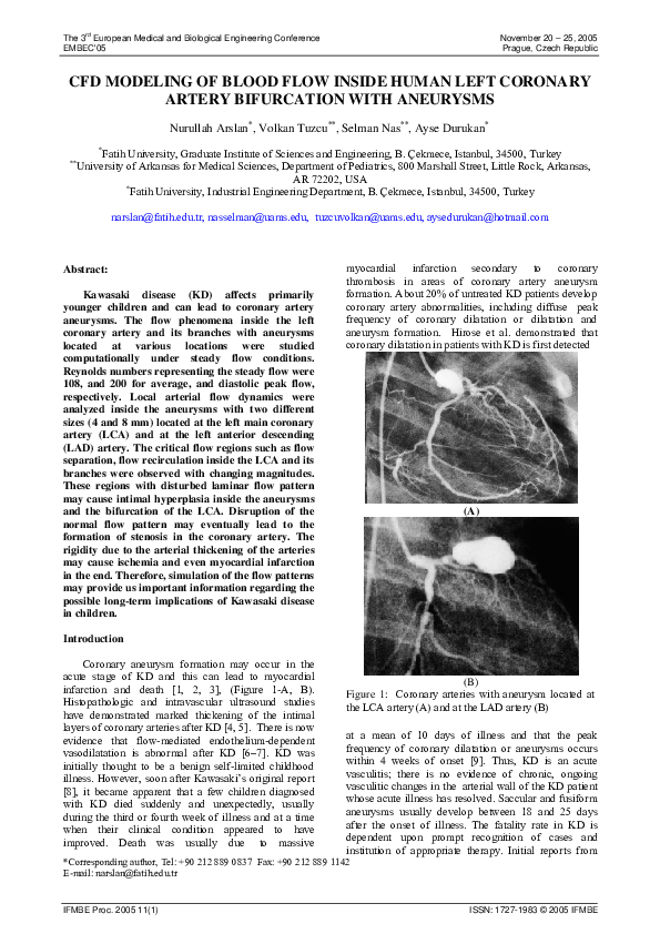 (PDF) CFD Modeling of Blood Flow Inside Human Left Coronary Artery ...