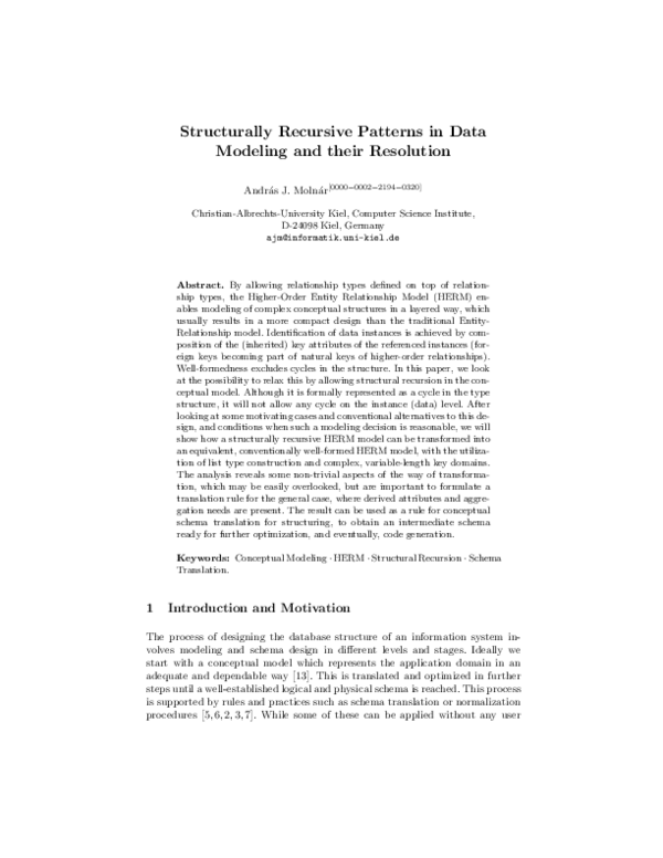 Pdf Structurally Recursive Patterns In Data Modeling And Their Resolution 4430