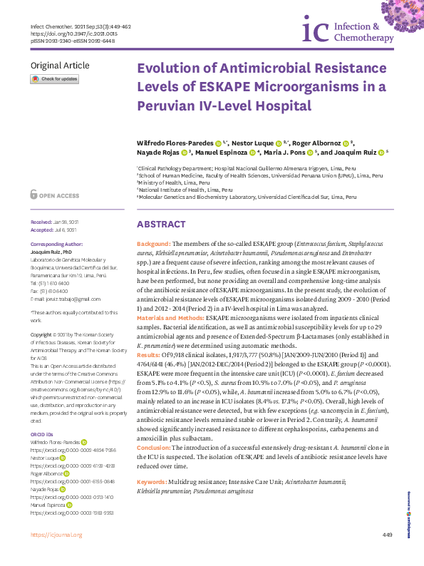 (PDF) Evolution of Antimicrobial Resistance Levels of ESKAPE ...