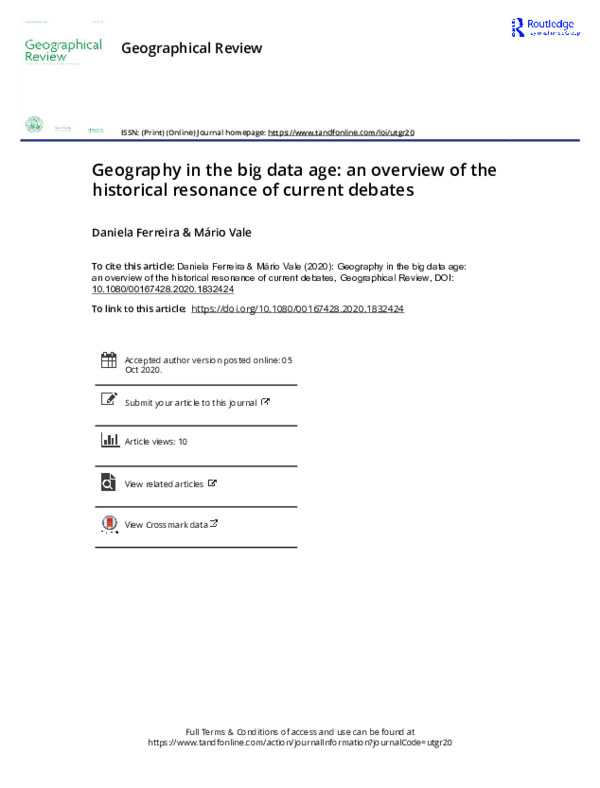(PDF) Geography in the Big Data Age: An Overview of the Historical ...