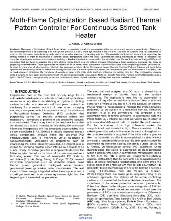 (PDF) Moth-Flame Optimization Based Radiant Thermal Pattern Controller For Continuous Stirred ...
