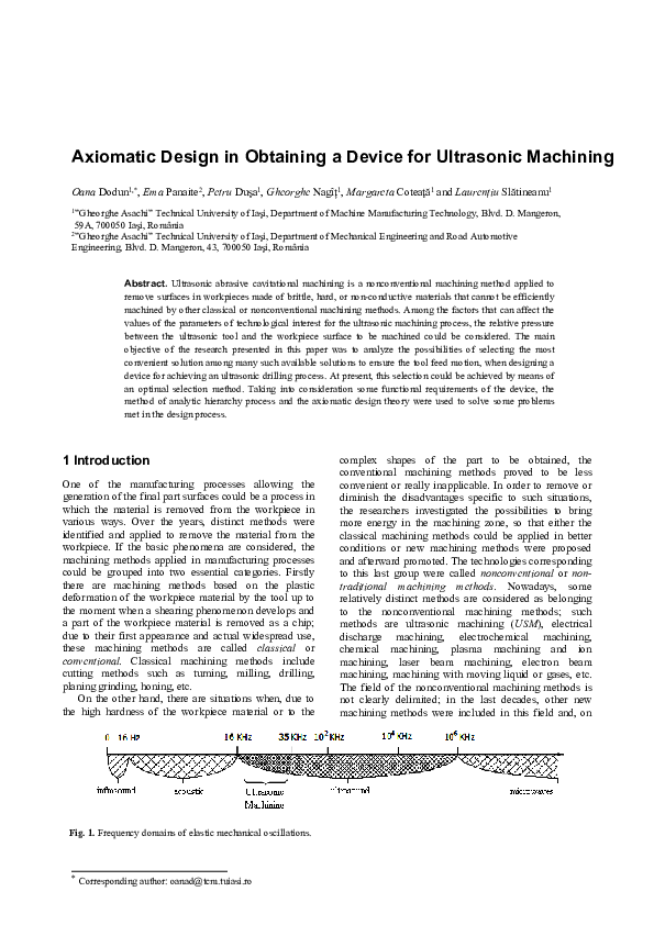 (PDF) Axiomatic Design in Obtaining a Device for Ultrasonic Machining