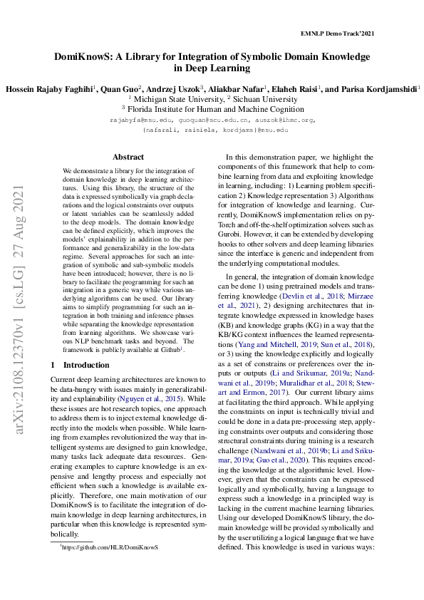 (PDF) DomiKnowS: A Library for Integration of Symbolic Domain Knowledge ...
