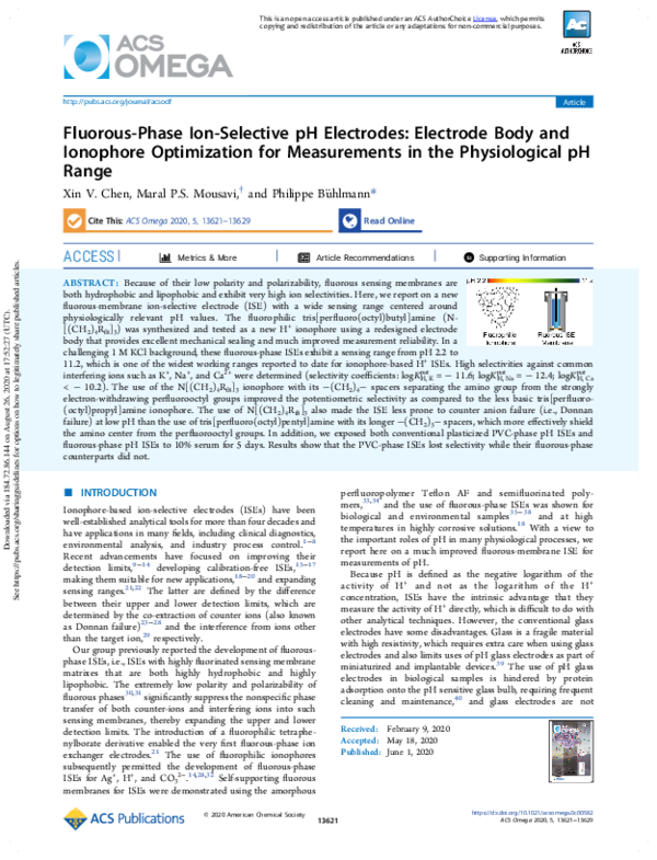 (PDF) Fluorous-Phase Ion-Selective pH Electrodes: Electrode Body and ...