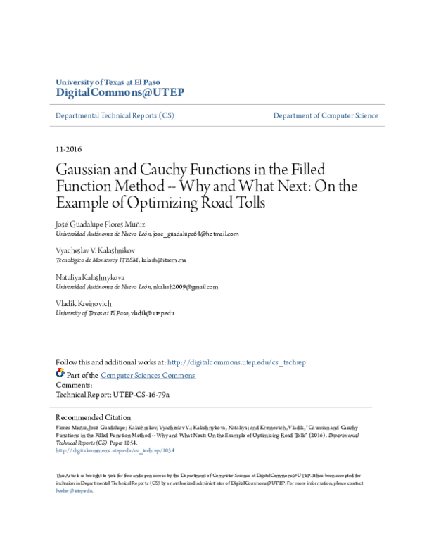 (PDF) Gaussian and Cauchy Functions in the Filled Function Method – Why ...